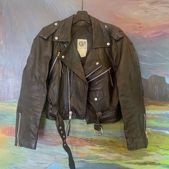 Riva | Jackets & Coats | Riva Black Leather Moto Motorcycle Biker ...